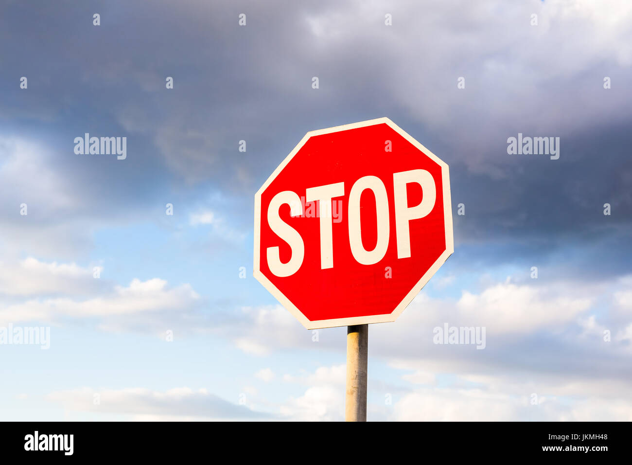 road sign stop on a sky background Stock Photo - Alamy