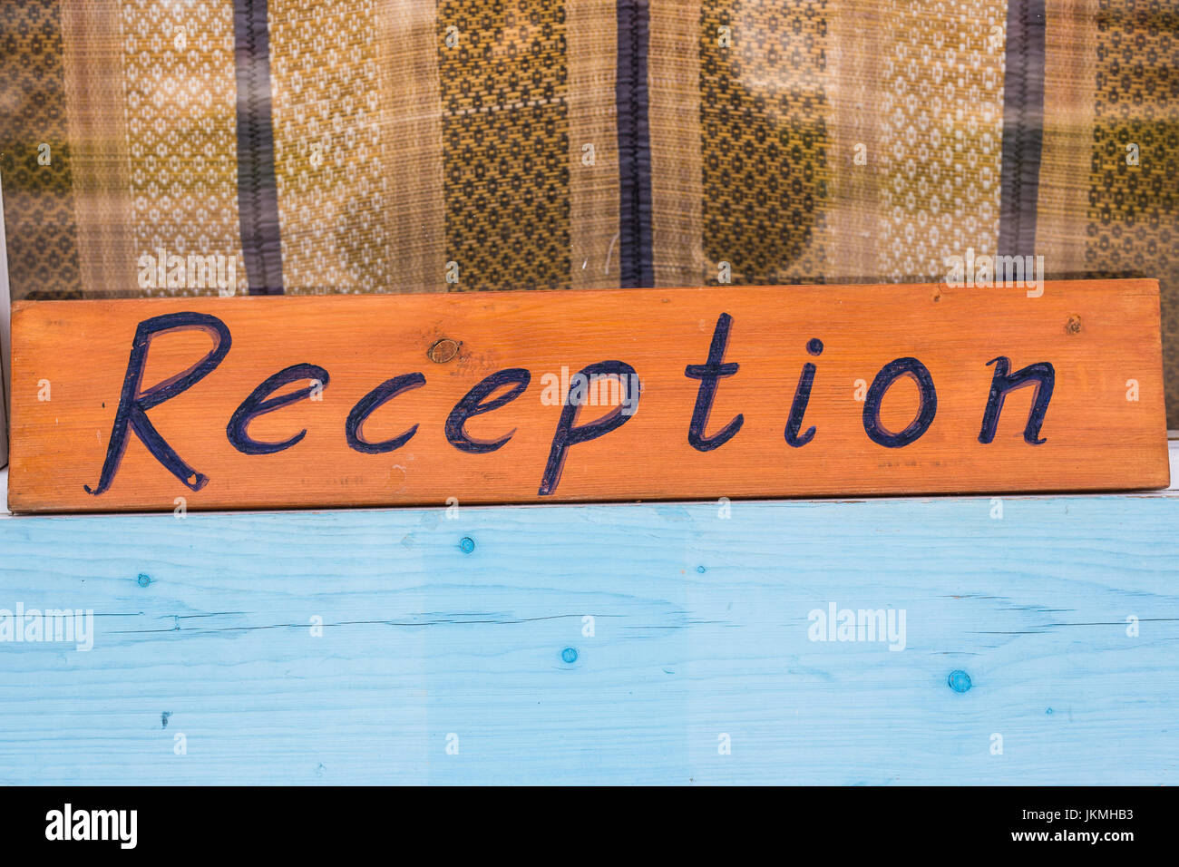 Reception sign at a hotel Stock Photo - Alamy