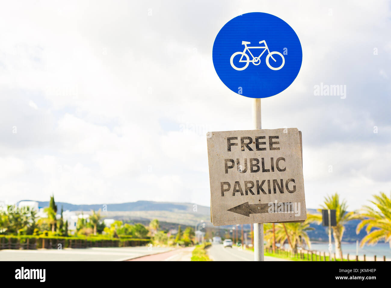 Bike cycle parking blue sign transport traffic bicycle hi-res stock ...