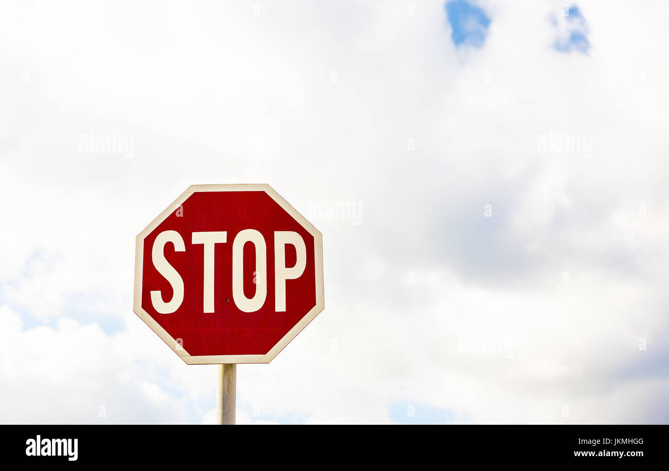 road sign stop on a sky background Stock Photo - Alamy