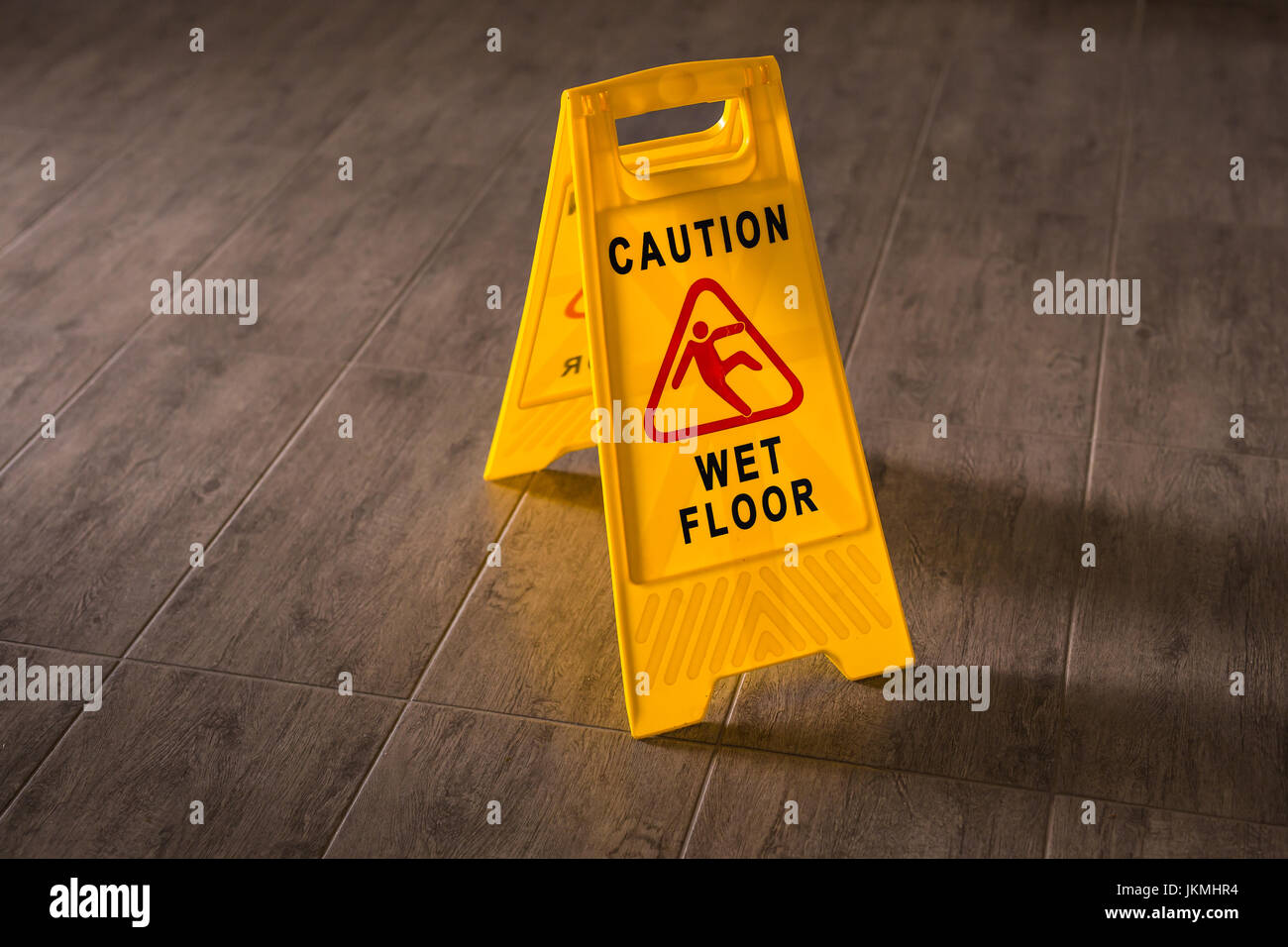 Yellow Wet Floor Sign Stock Photo - Alamy