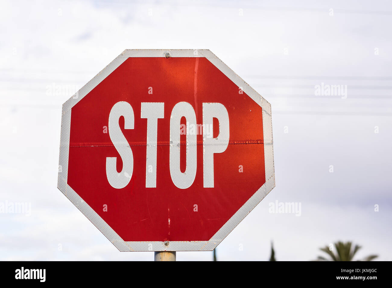 road sign stop on a sky background Stock Photo - Alamy