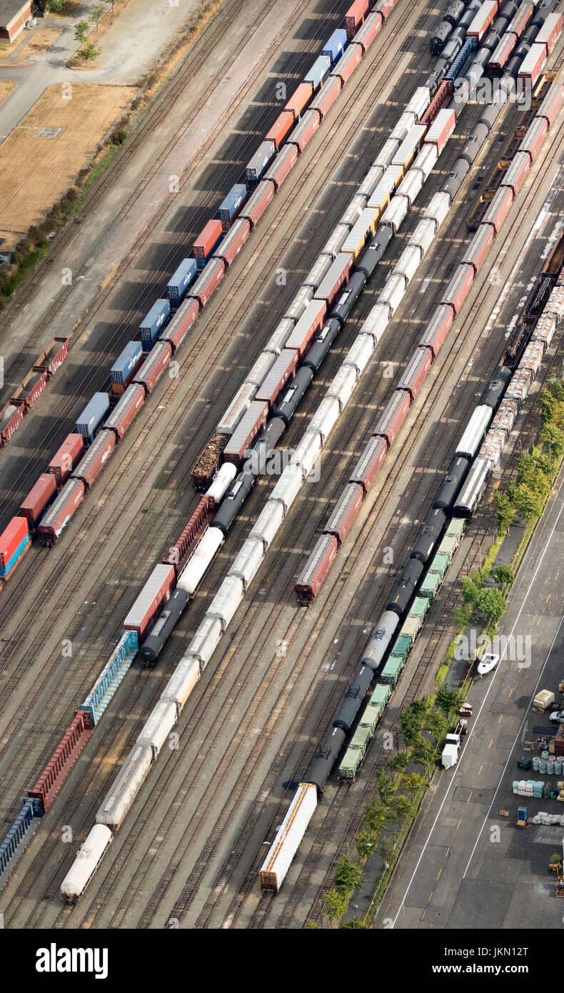 Cars and carriages at Balmer Yard, a rail yard located in the Interbay ...