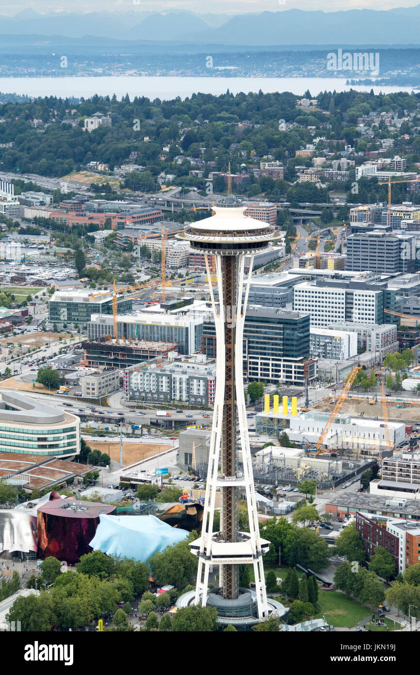 aerial view of the Space Needle, Seattle, Washington State, USA Stock ...
