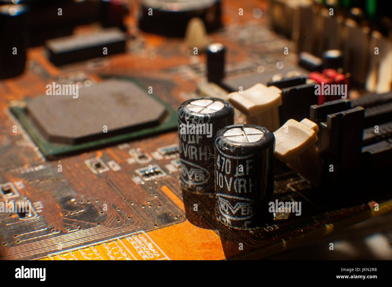 Computer motherboard macro detail circuit components Stock Photo - Alamy