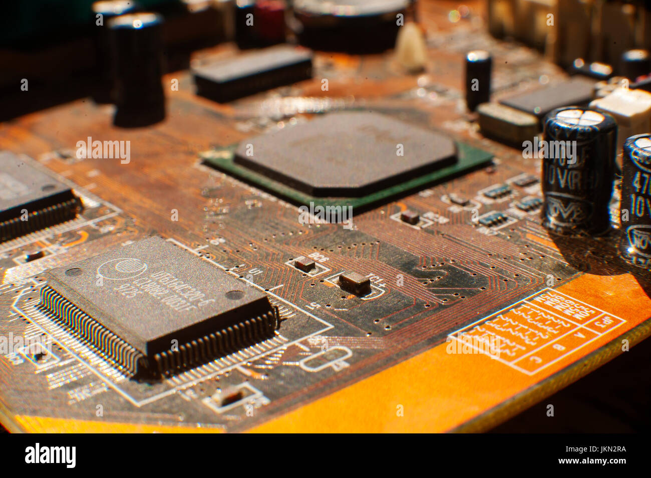 Computer motherboard macro detail circuit components Stock Photo - Alamy