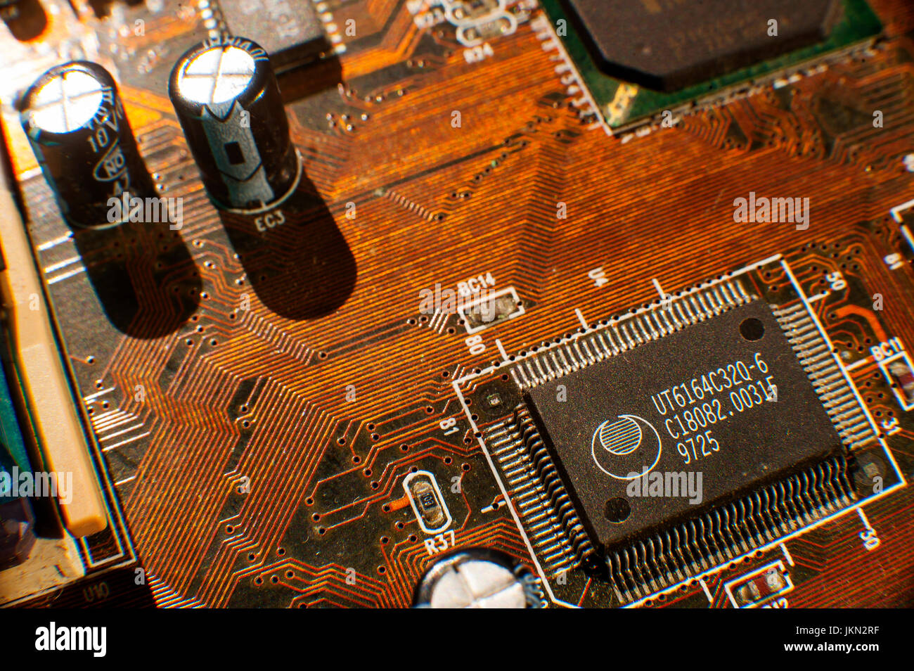 Computer motherboard macro detail circuit components Stock Photo - Alamy