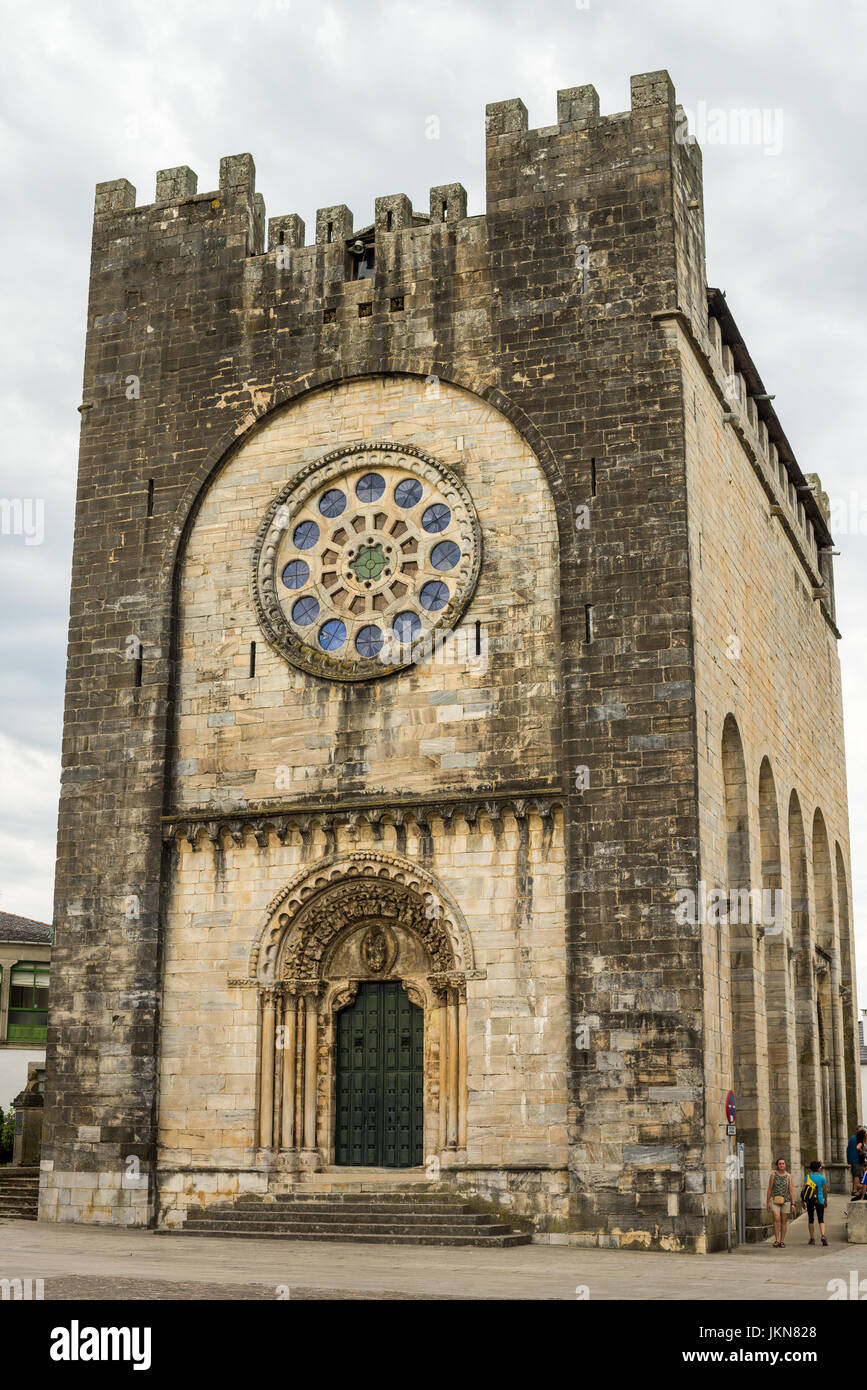 Exterior of the Saint Nicholas fortified church in Portomarin, Lugo ...