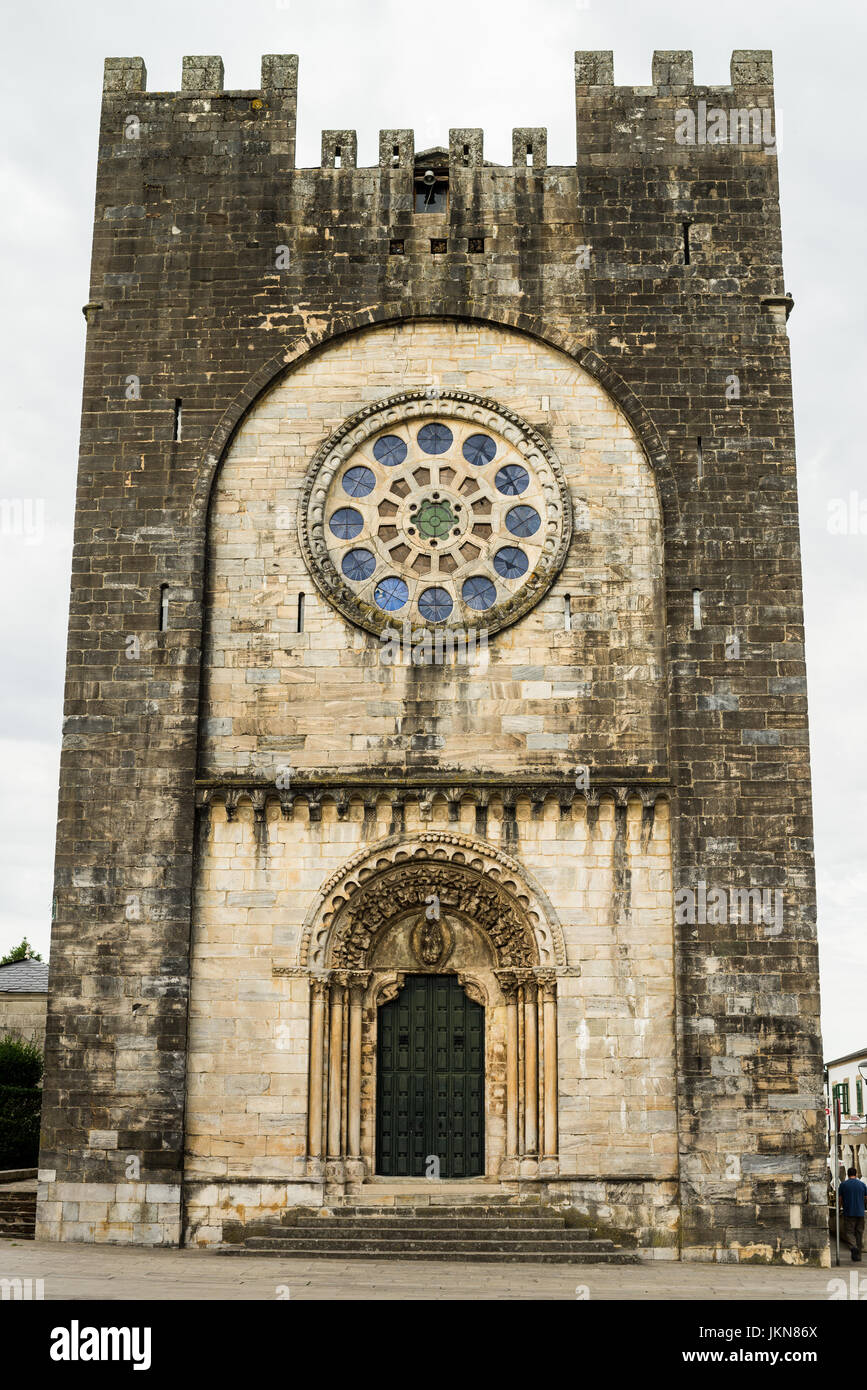 Exterior of the Saint Nicholas fortified church in Portomarin, Lugo ...
