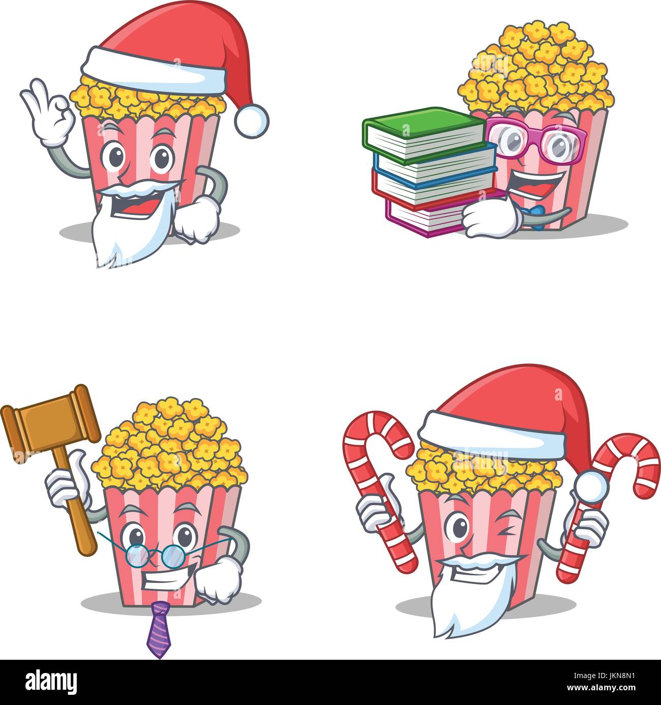 Set of Popcorn character with Santa boook judge candy Stock Vector ...