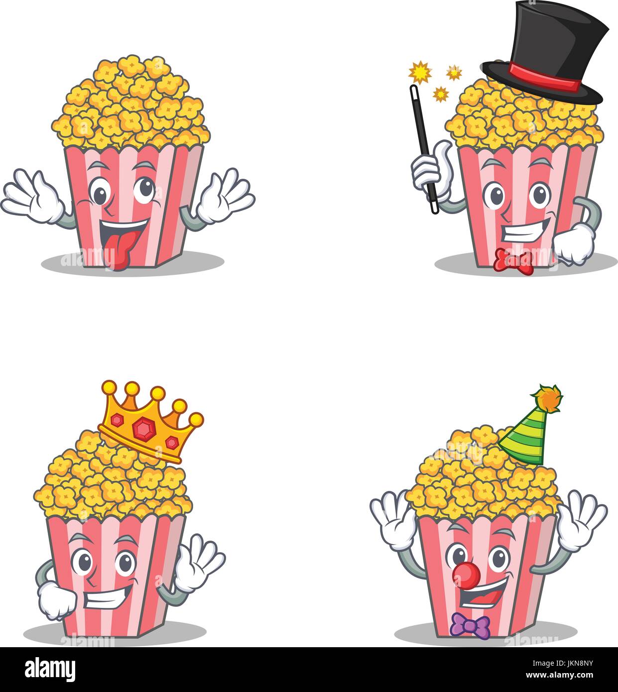 Set of Popcorn character with crazy magician king clown Stock Vector ...