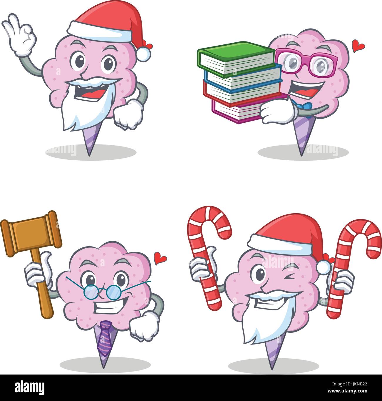 Cotton candy character set with Santa book judge candy Stock Vector ...
