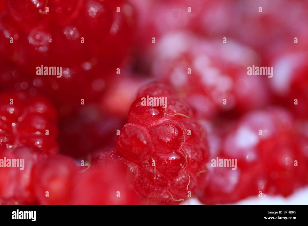 A background of ripe red raspberry with milk Stock Photo - Alamy