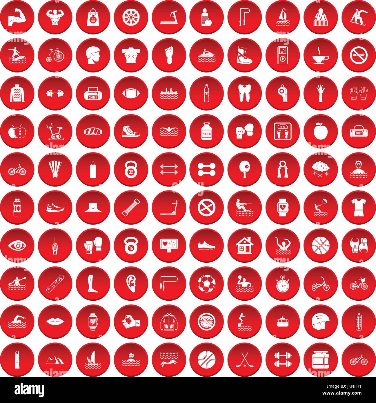 100 men health icons set in red circle isolated on white vector ...