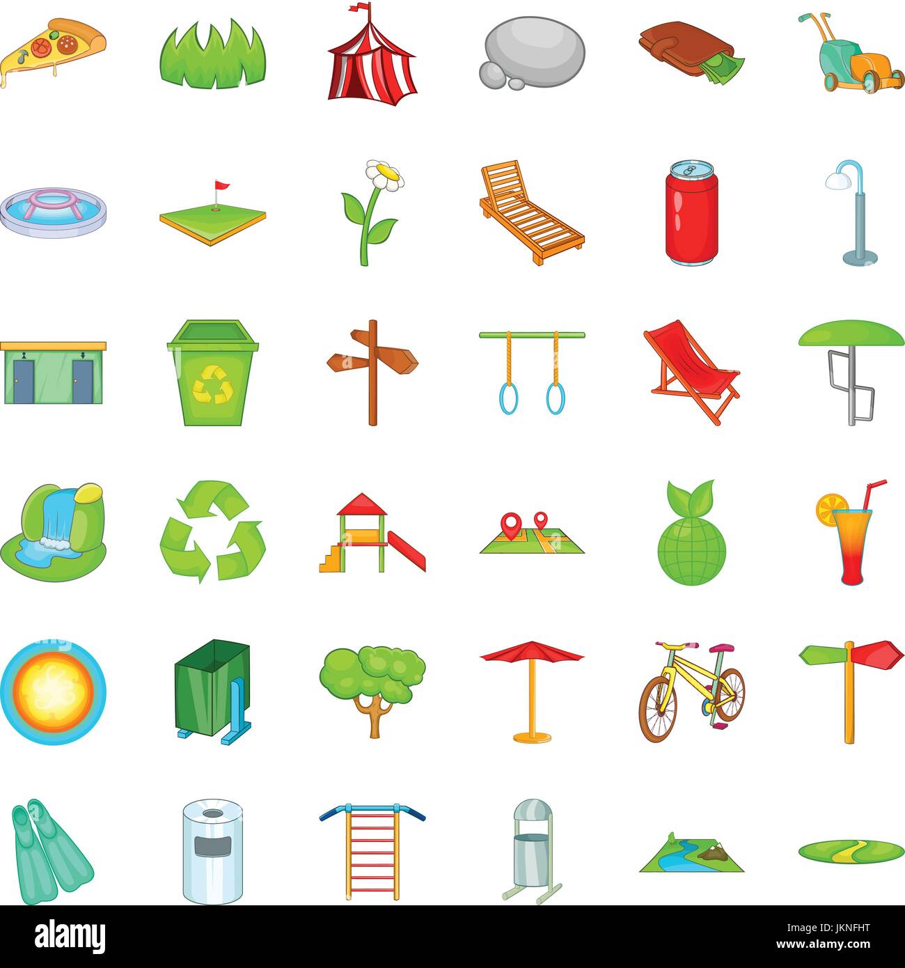 Public park icons set. Cartoon style of 36 public park vector icons for ...