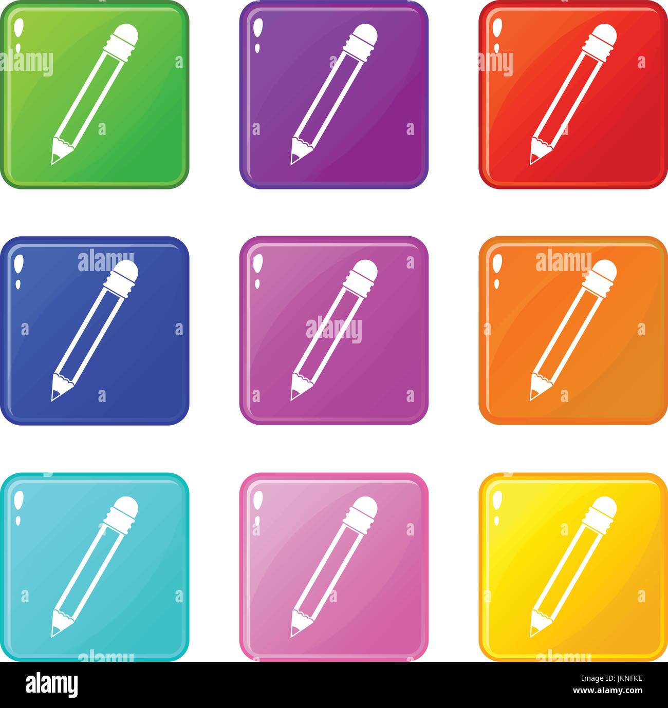 Pencil with eraser icons of 9 color set isolated vector illustration ...