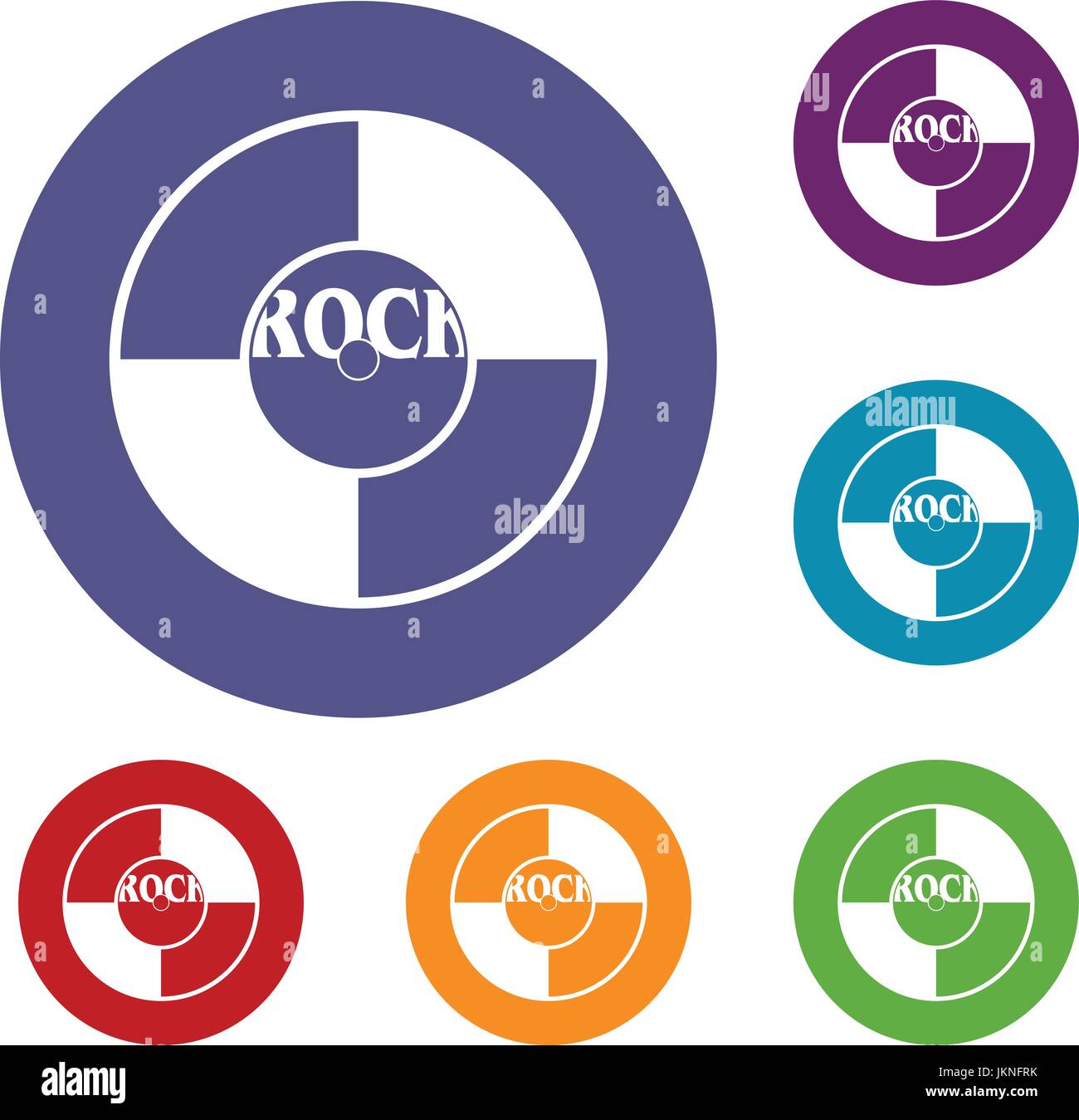 Vinyl icons set in flat circle red, blue and green color for web Stock ...