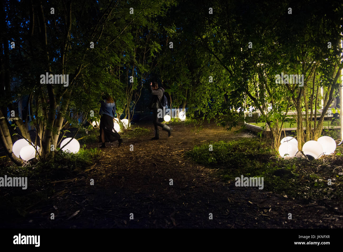 BONTIDA, ROMANIA - JULY 15, 2017: People relaxing in a special chilling ...