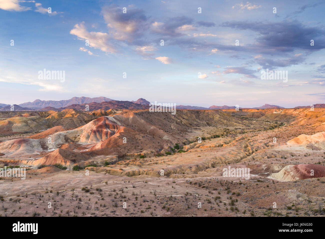 Badlands in late afternoon sunlight showing hills and formations, Big ...