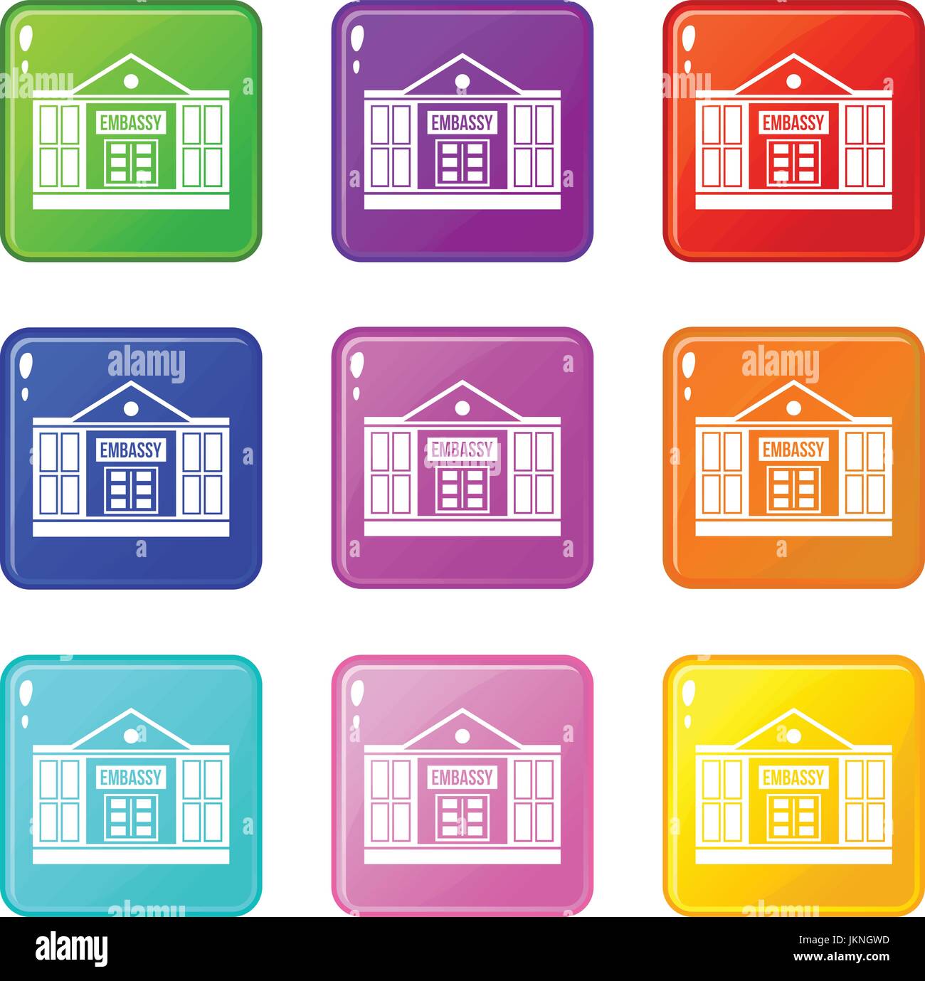 Embassy icons of 9 color set isolated vector illustration Stock Vector ...