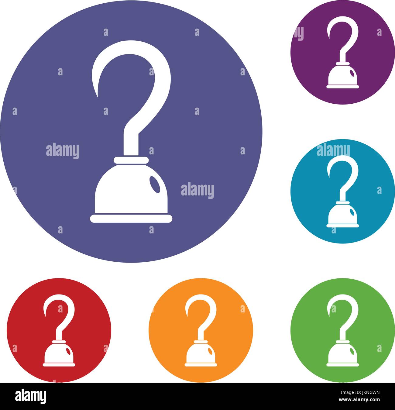 Hook icons set in flat circle red, blue and green color for web Stock ...