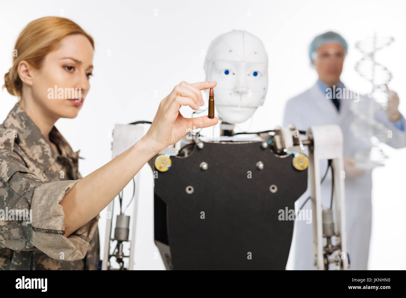 Brilliant skillful officer working in secret lab Stock Photo - Alamy