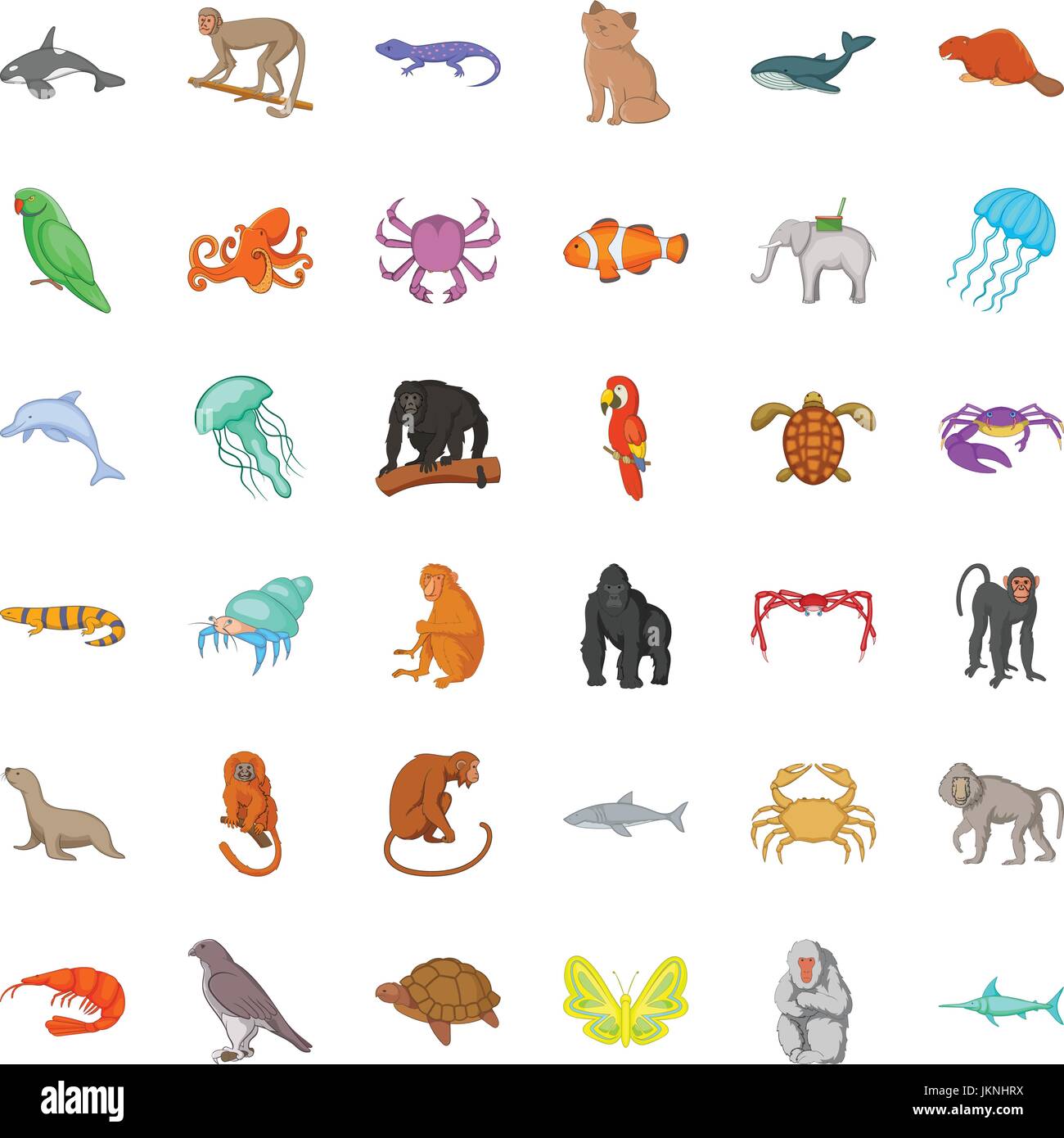 Wildlife icons set. Cartoon style of 36 wildlife vector icons for web ...