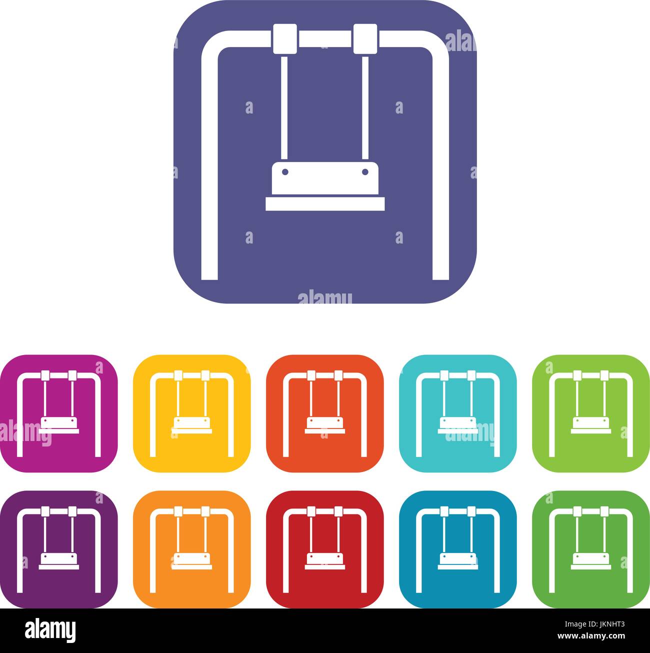 Swing icons set vector illustration in flat style in colors red, blue ...