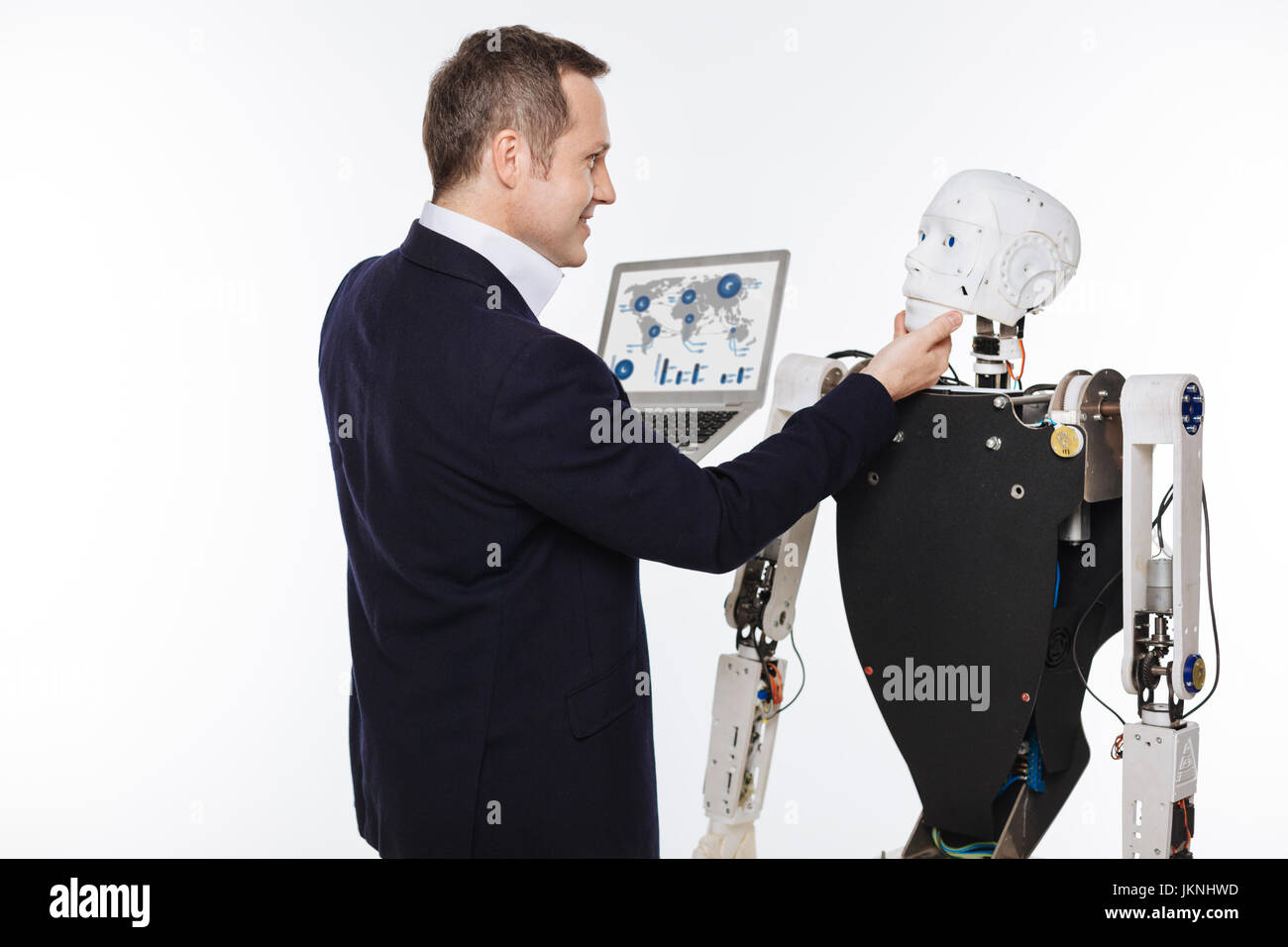 Committed creative scientist happy the mechanisms working Stock Photo ...