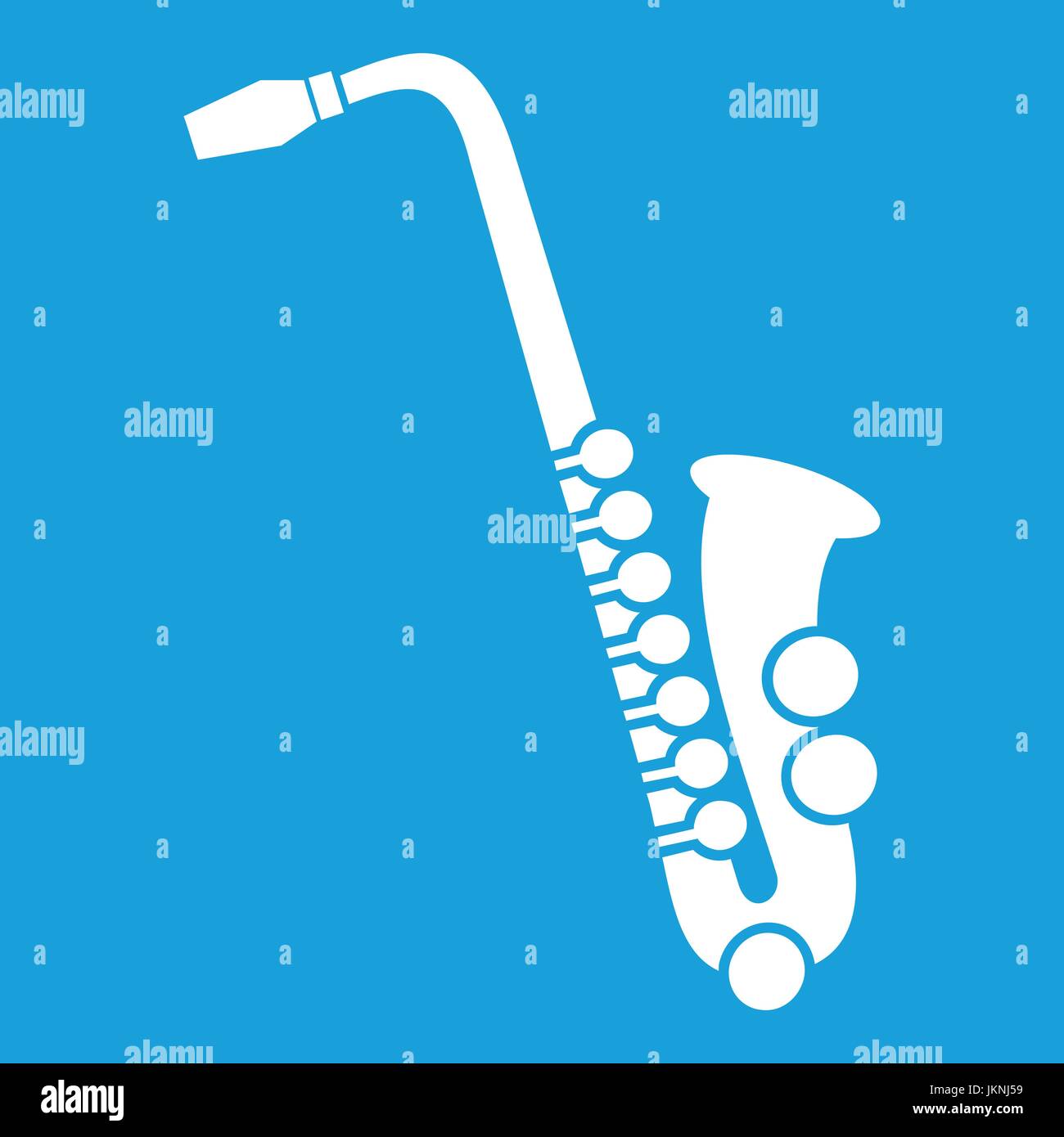 Saxophone icon white isolated on blue background vector illustration ...