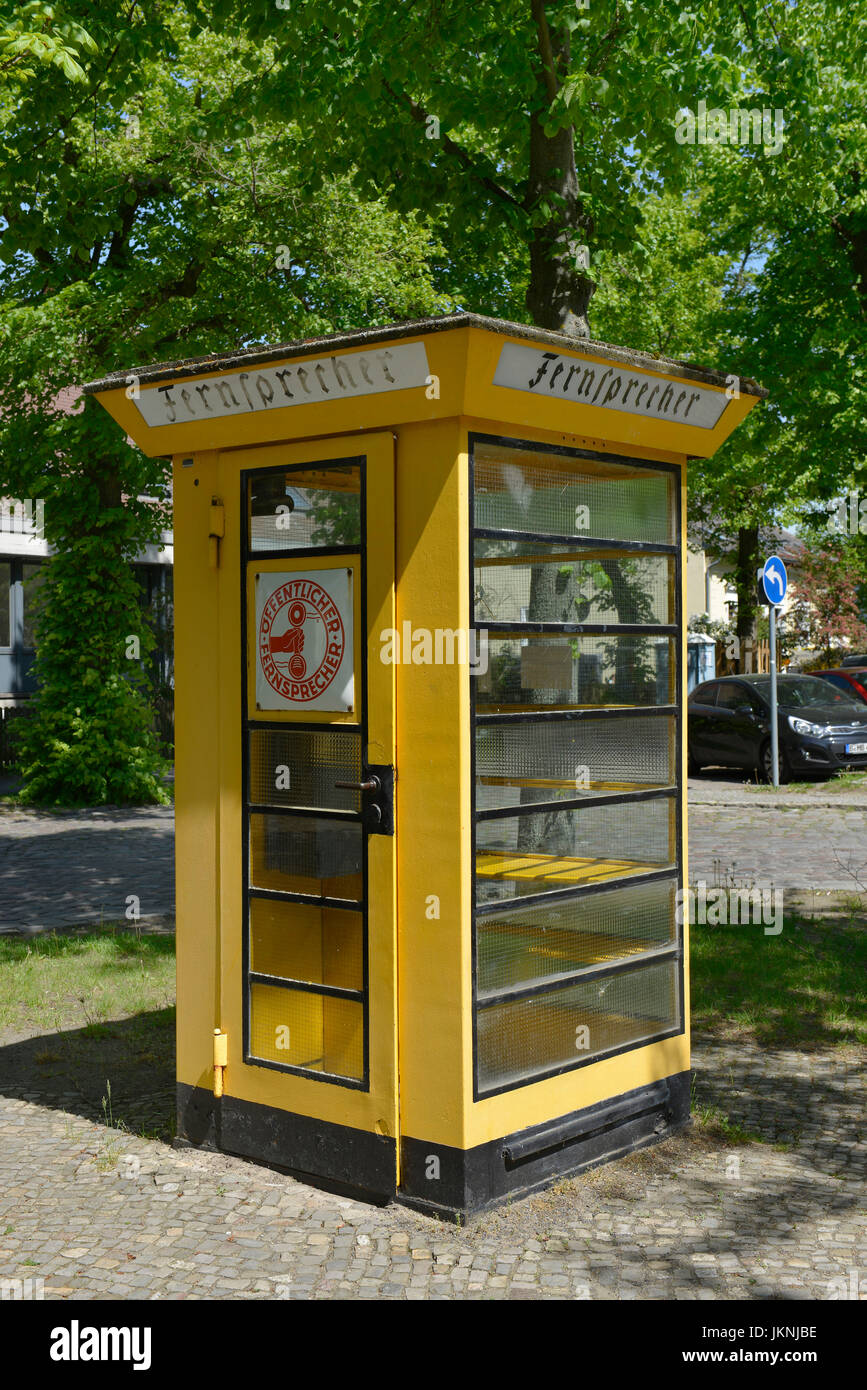Telephone box, Alt-Luebars, Luebars, village Reinicken, Berlin, Germany ...