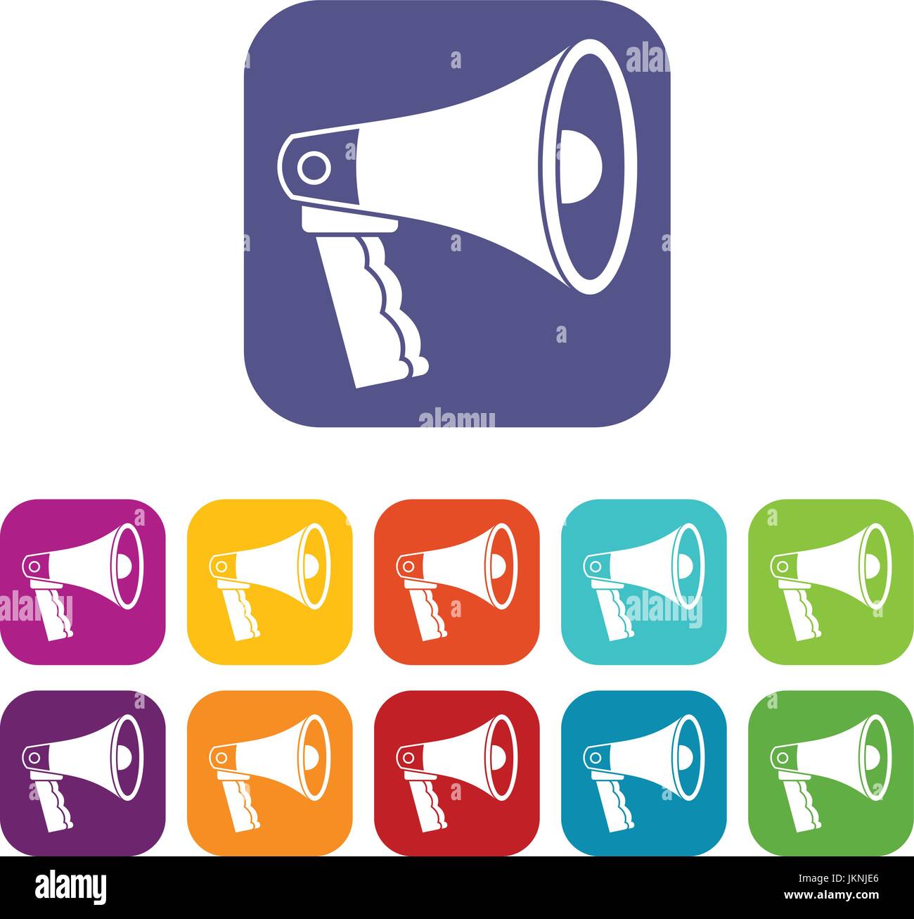 Loudspeaker icons set vector illustration in flat style in colors red ...