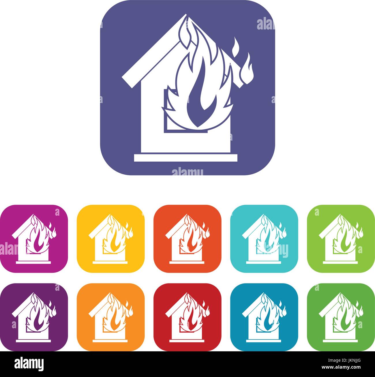 Preventing fire icons set vector illustration in flat style in colors ...