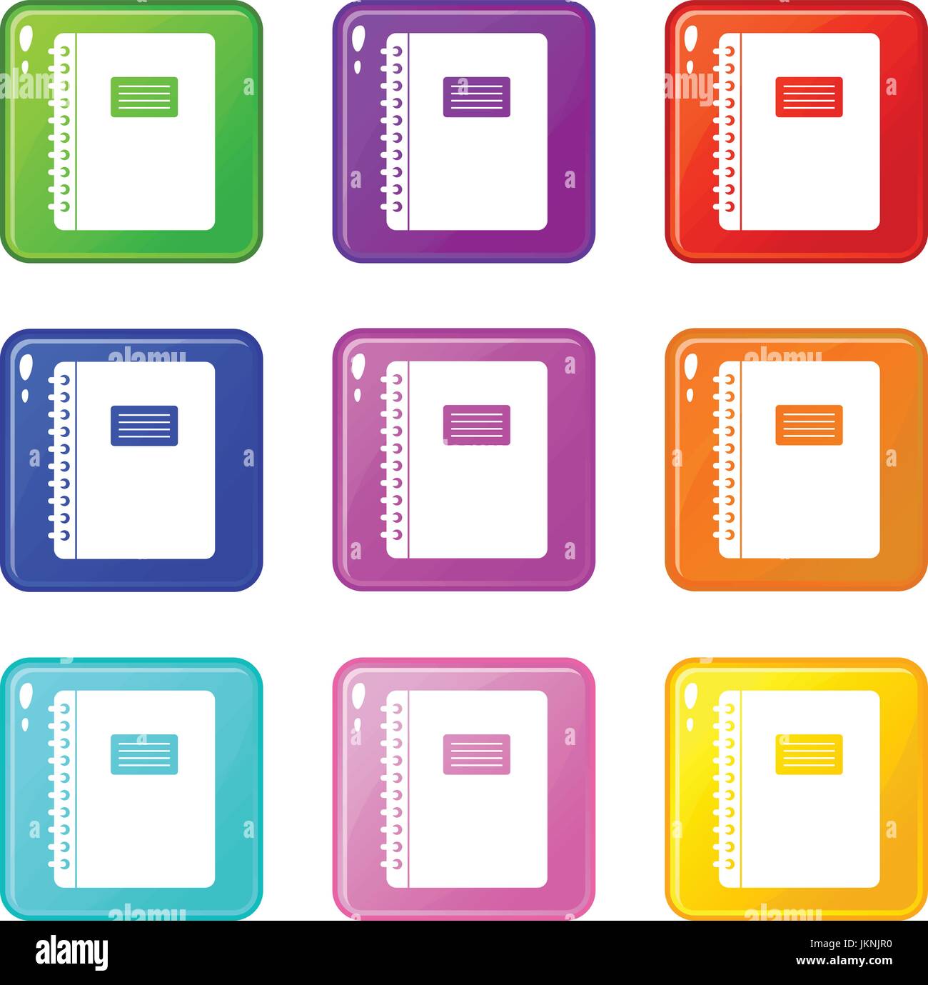 Spiral notepad icons of 9 color set isolated vector illustration Stock ...