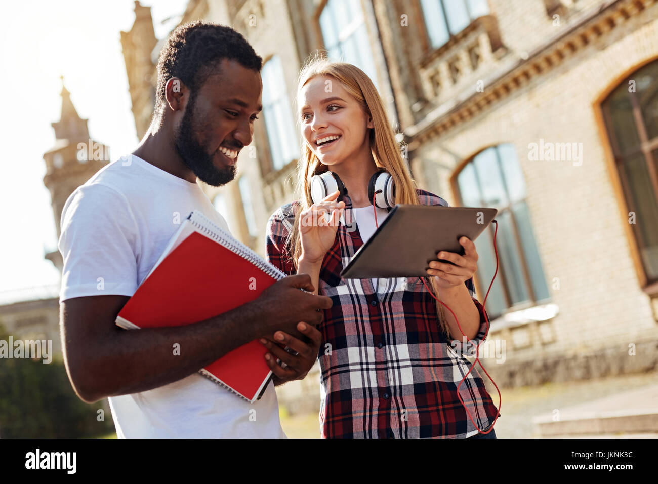 Talented intelligent woman explaining the concept she working on Stock ...