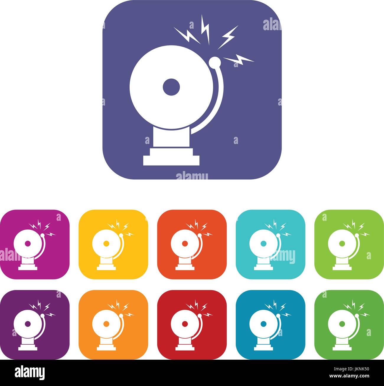 Fire alarm icons set vector illustration in flat style in colors red ...