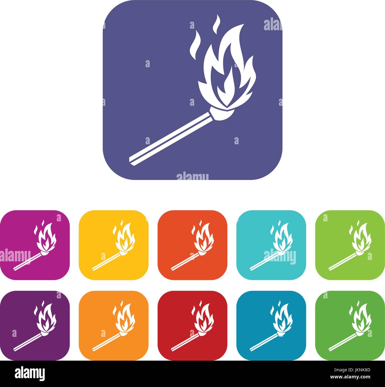Match flame icons set vector illustration in flat style in colors red ...