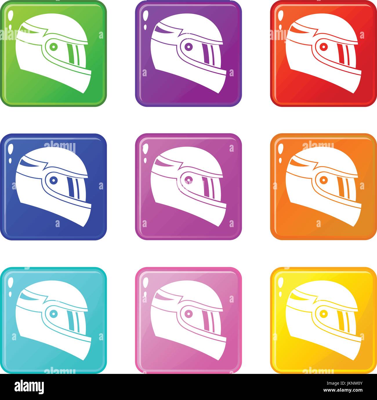 Racing helmet icons of 9 color set isolated vector illustration Stock ...