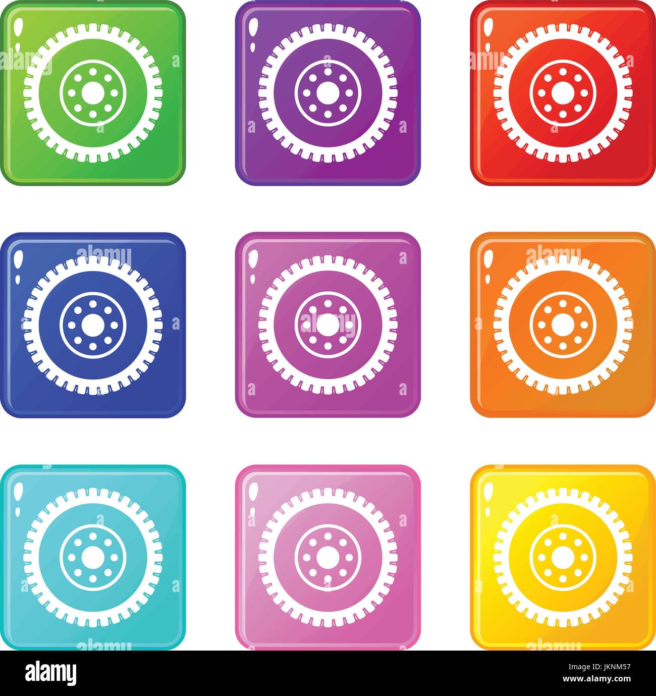 Gear wheel icons of 9 color set isolated vector illustration Stock ...