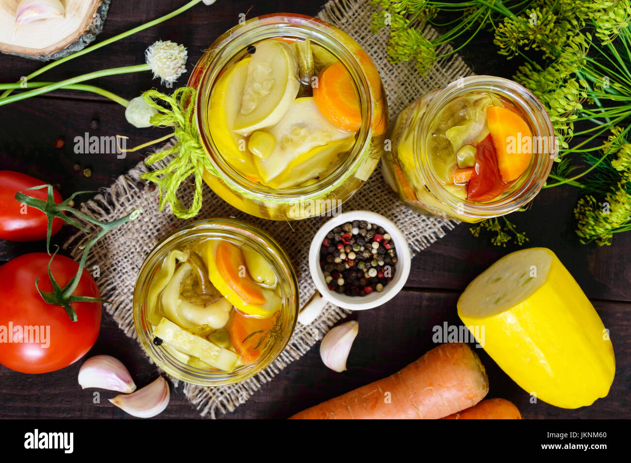Pickles: vegetable assortment (zucchini, pepper, carrots, tomato, green ...