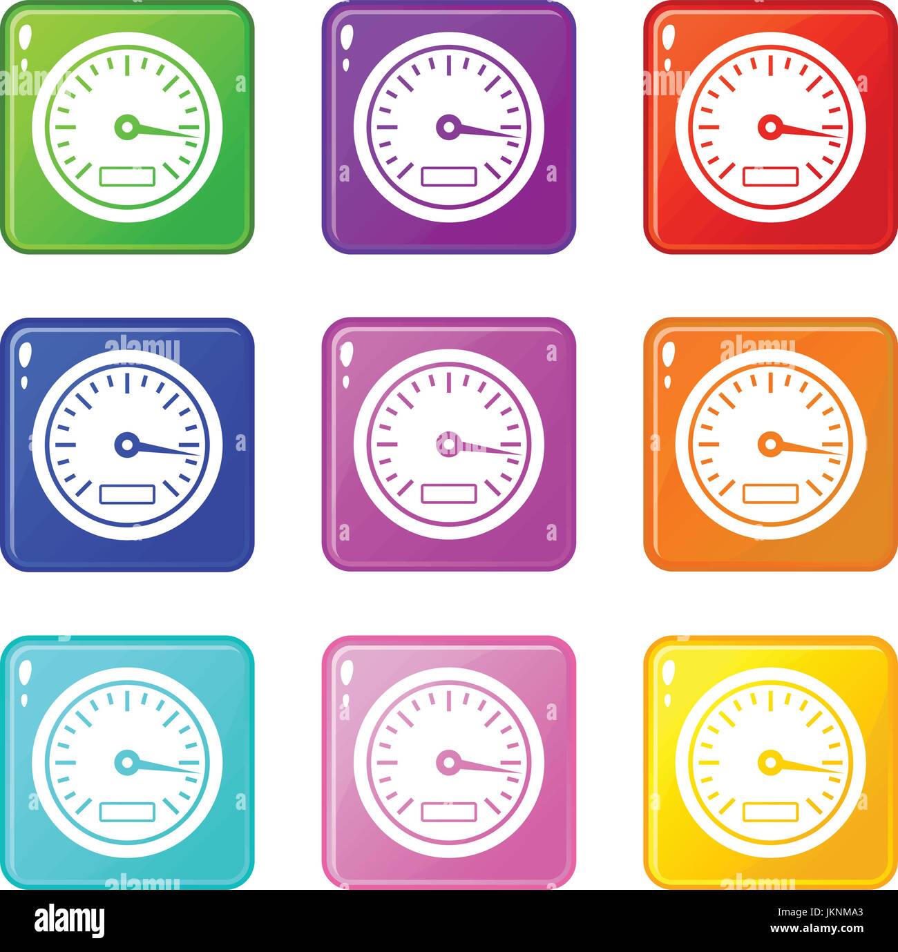Speedometer icons of 9 color set isolated vector illustration Stock ...