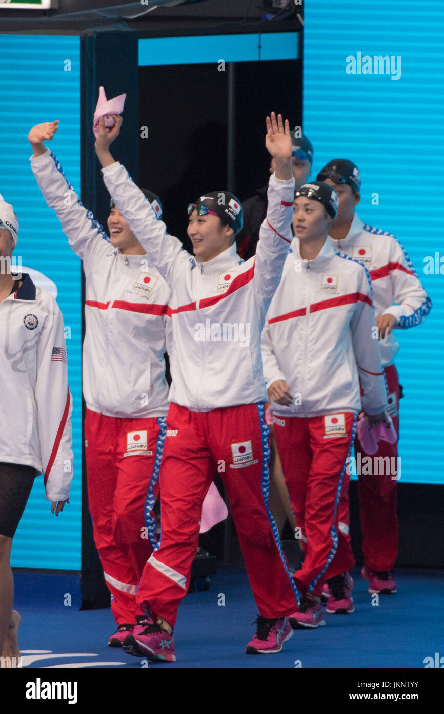 Budapest, Hungary. 23rd July, 2017. (L-R) Tomomi Aoki, Rikako Ikee, Yui ...