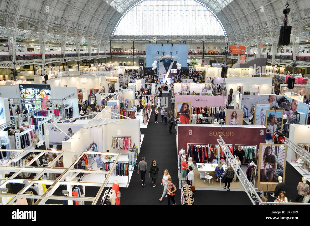 Trade stands at Pure London, Olympia, London, UK. Pure London, the UK's ...