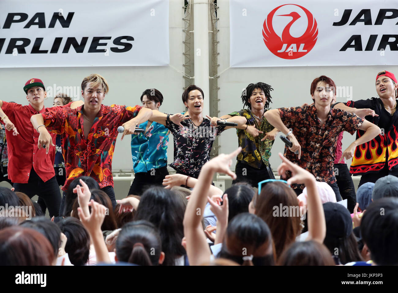 Chiba, Japan. 23rd July, 2017. Members of Japanese pop group "The ...