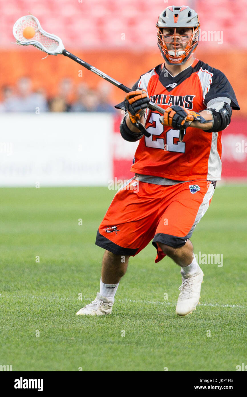 July 23, 2017: Denver Outlaws Tom Kelly (22) during an MLL matchup ...