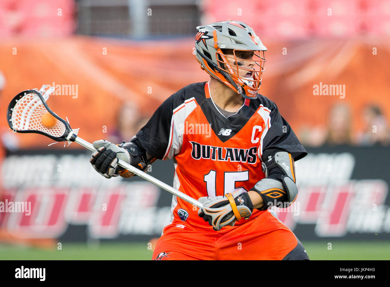 July 23, 2017: Denver Outlaws Eric Law (15) during an MLL matchup ...