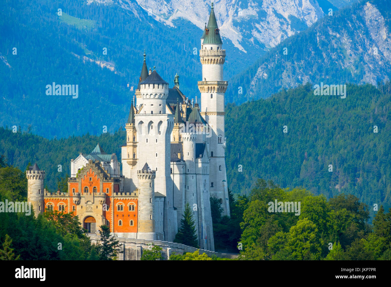 Summer Germany. Morning in the Bavarian Mountains. Castle ...