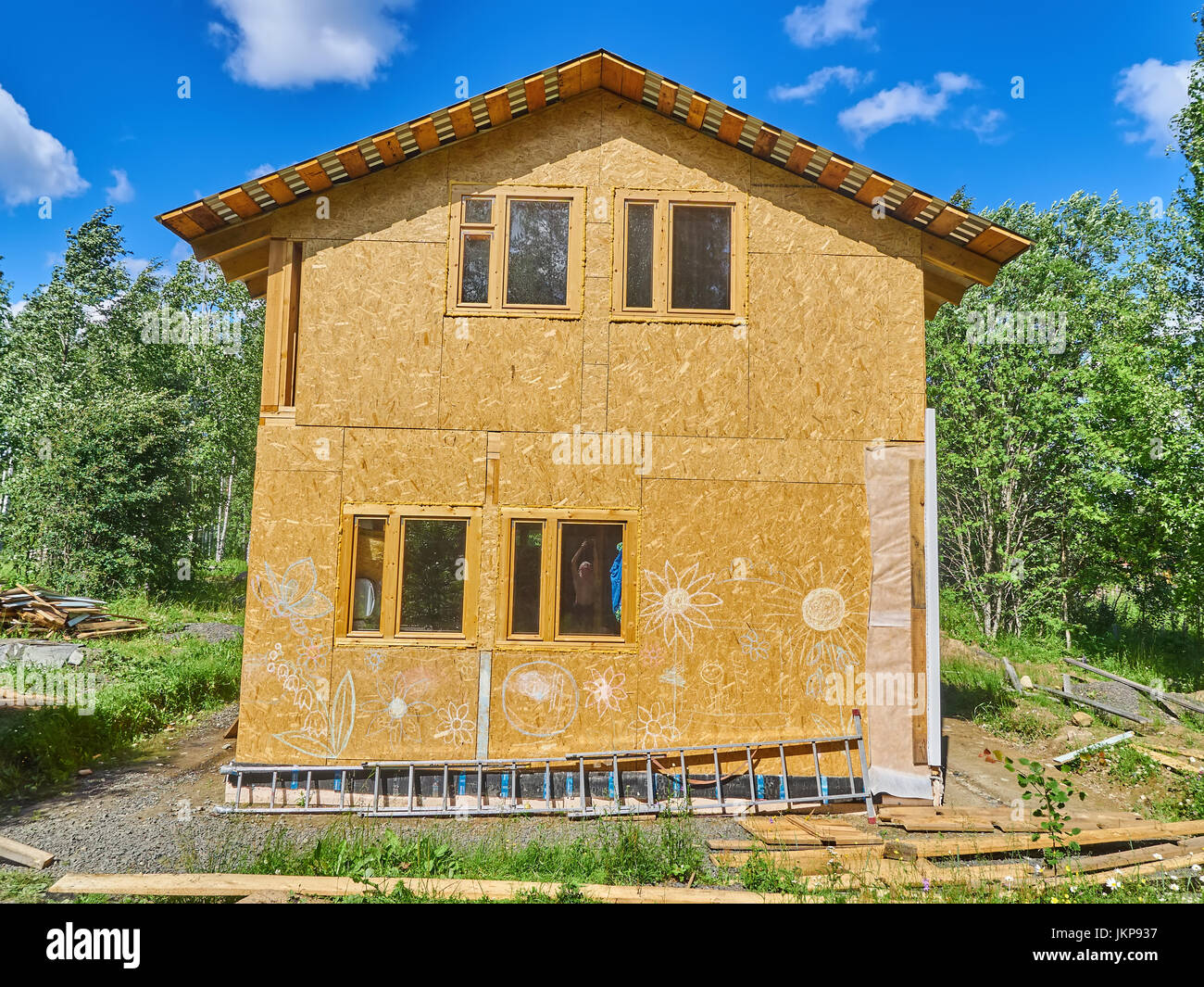 Construction of a frame house Stock Photo - Alamy