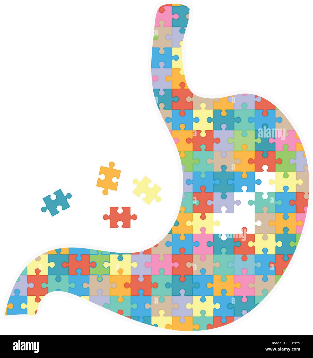 Human Stomach With Colored Puzzles Isolated On A White Background ...