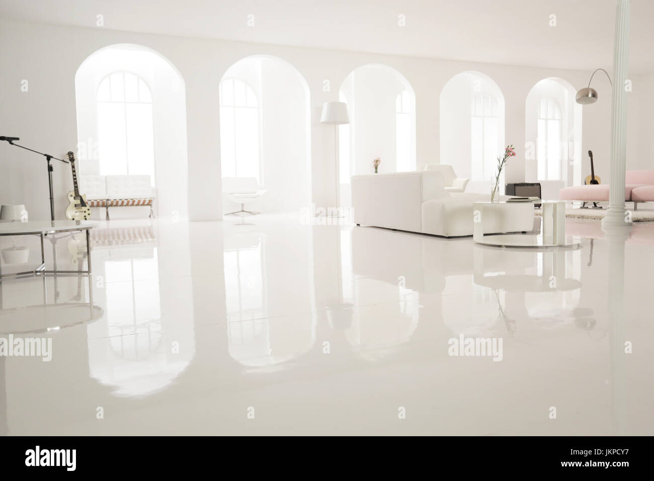 mock up of white music studio lobby Stock Photo - Alamy